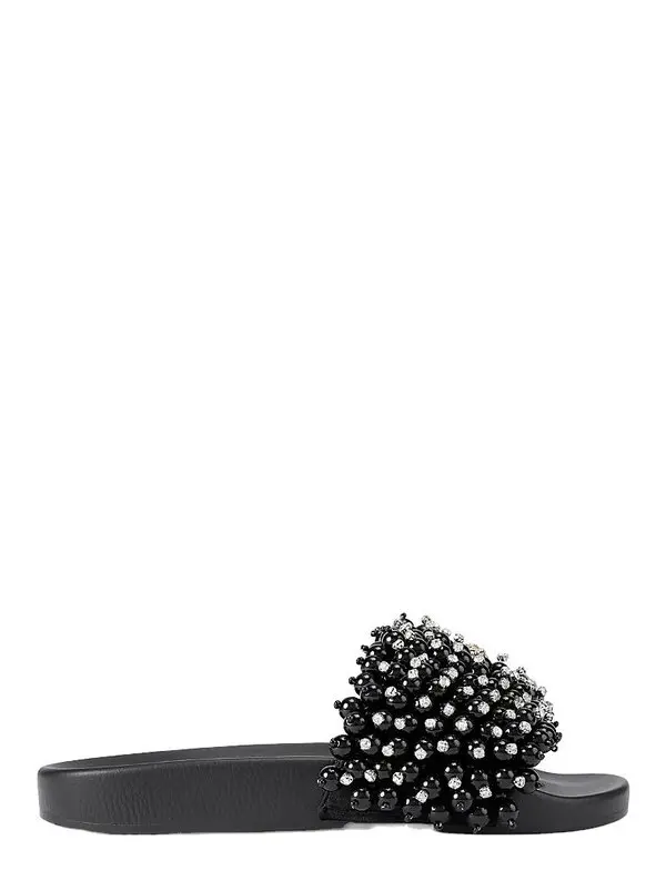 Kurt Geiger Meena Eagle Beaded Slides - Charcoal