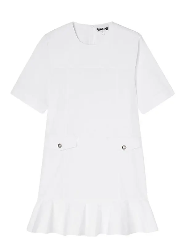 GANNI Short Sleeve Minidress - Bright White