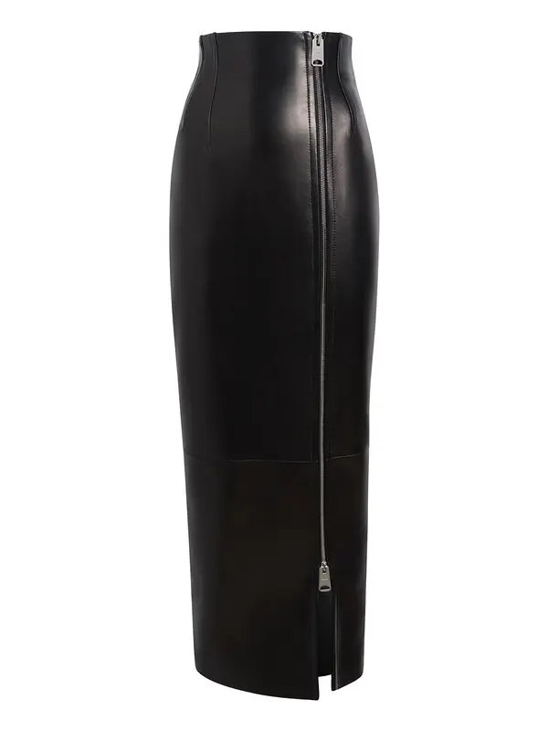 Khaite Leather Pencil Skirt - Black