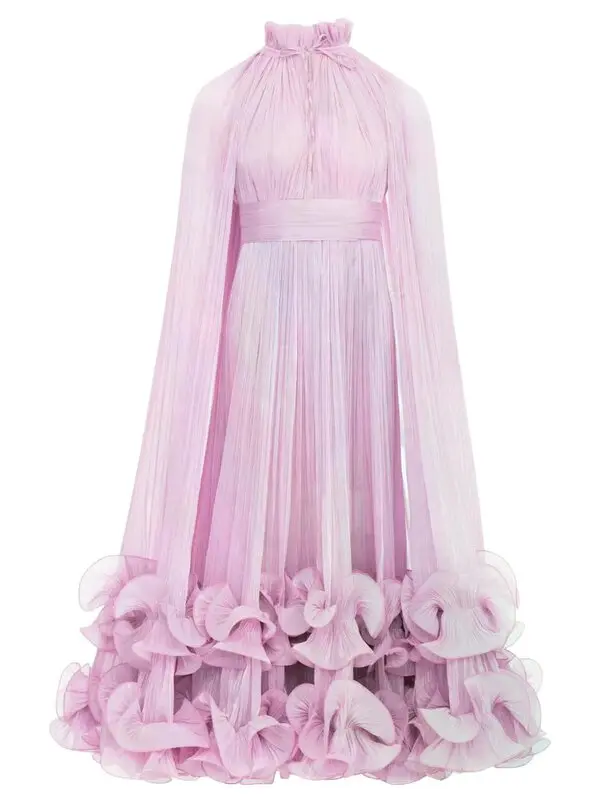 ANA RADU Pleated Cape Dress - Pink
