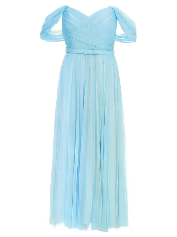 ANA RADU Off-shoulder Tulle Dress - Blue