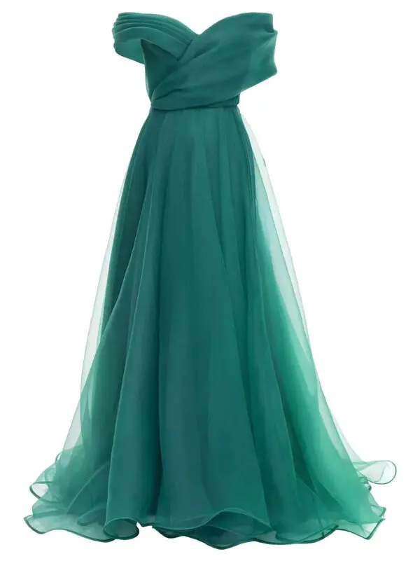 ANA RADU Off-shoulder Draped Gown - Green