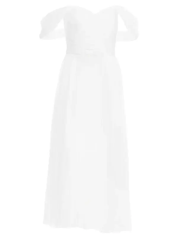 ANA RADU Off-shoulder Midi Dress - White