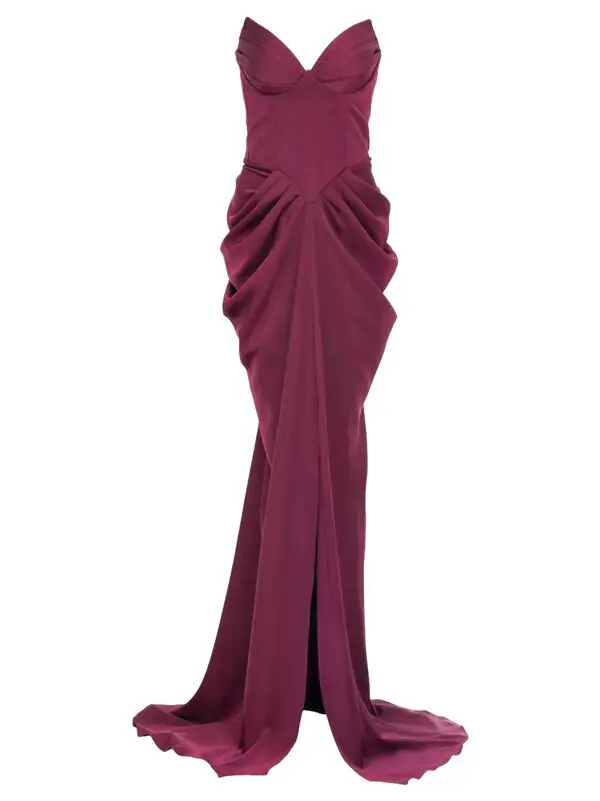 ANA RADU Corset Draped Gown - Red