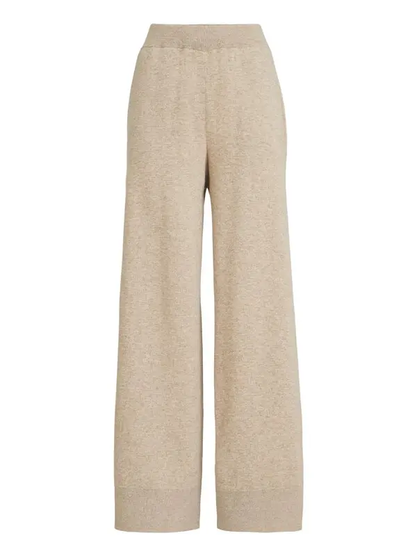 Brunello Cucinelli Cashmere-blend Wide-leg Trousers - Beige