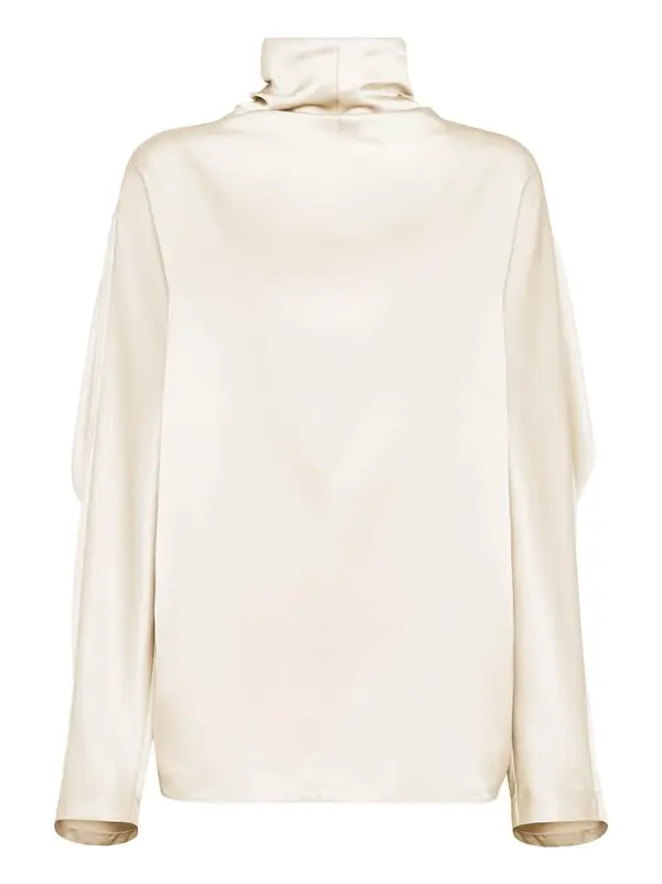 Brunello Cucinelli Silk Rollneck Blouse - White