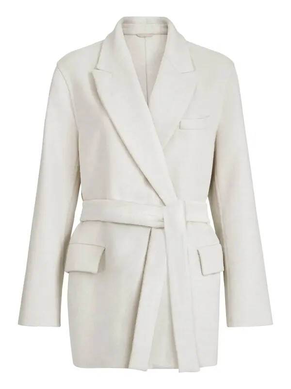 Brunello Cucinelli Virgin Wool Belted Blazer - White