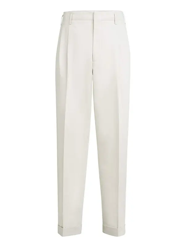 Brunello Cucinelli Cotton Satin Tailored Trousers - White
