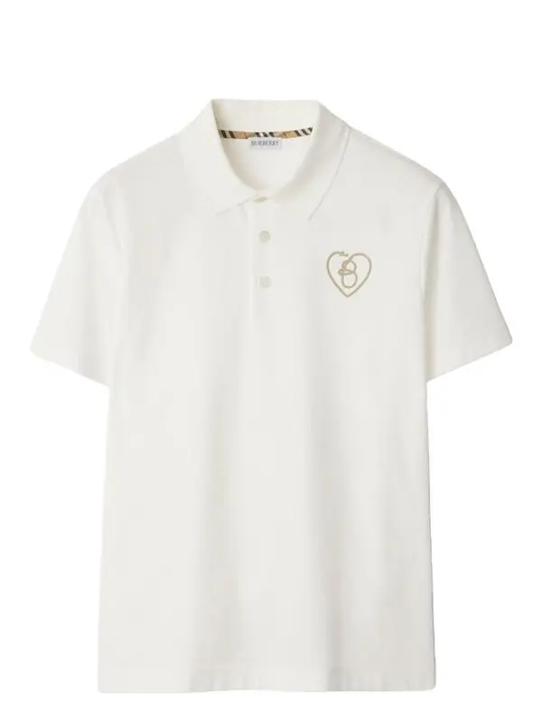 Burberry B Heart Cotton Polo Shirt - Chalk White