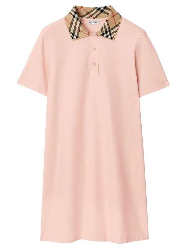 Burberry Iris Check Collar Short-sleeve Mini Dress - Posy Pink