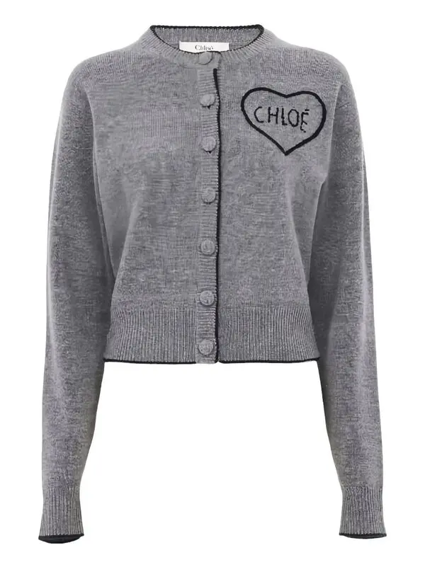 Chloé Logo Cashmere Cardigan - Grey