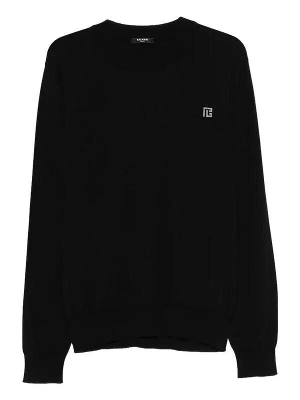 Balmain Sweater With Logo Detail - Black