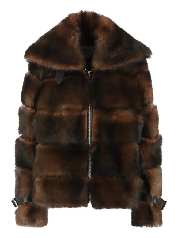 Fendi Dorsal Shearling And Nappa Leather Jacket - Brown