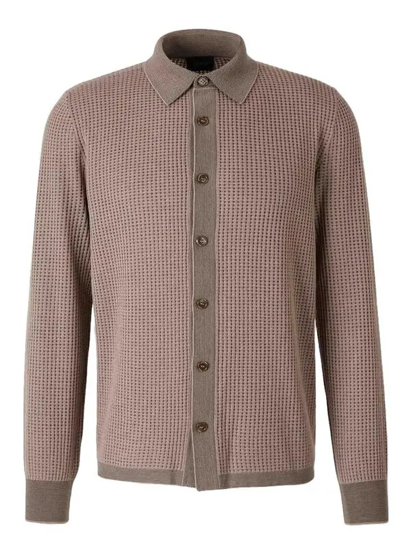 Brioni Wool And Silk Knit Cardigan - Brown