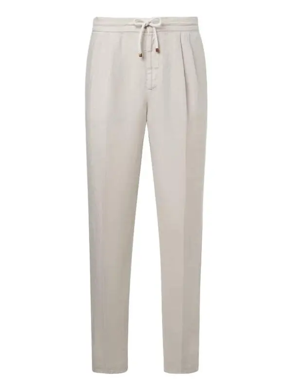 Brunello Cucinelli Linen Tapered Pants - Beige