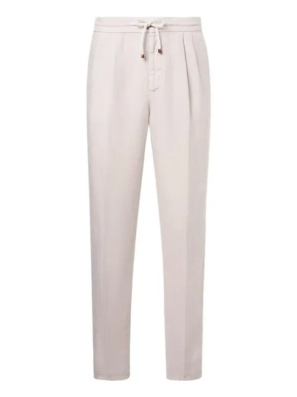 Brunello Cucinelli Linen Tapered Pants - Beige