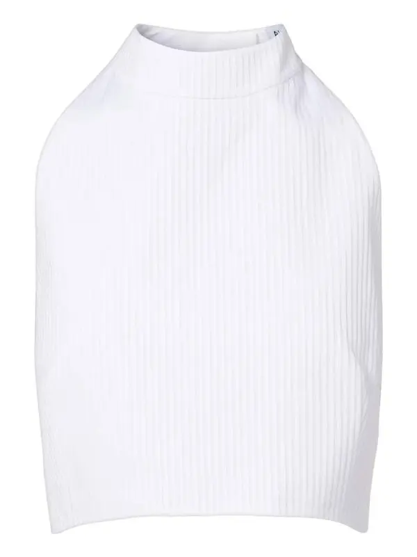 Alaïa Ribbed Halterneck Cotton Top - White
