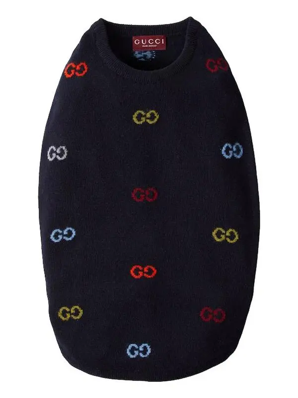 Gucci Gg Wool Dog Sweater - Blue