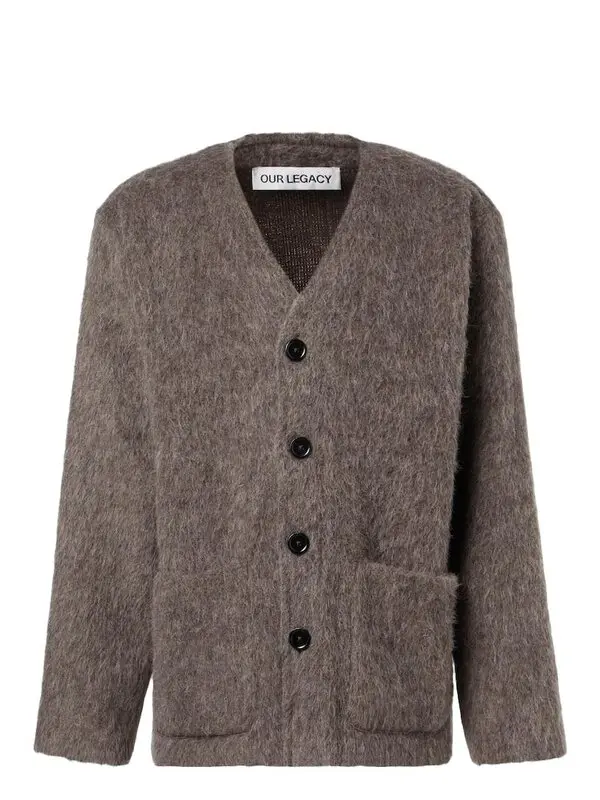 Our Legacy Leather-trimmed Cardigan - Grey