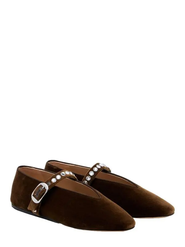 Le Monde Beryl Stella Velvet Ballet Flats - Brown