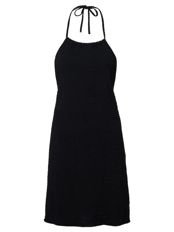 Hunza G Halterneck Seersucker Minidress - Black