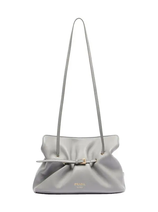 Prada Small Leather Shoulder Bag - Grey