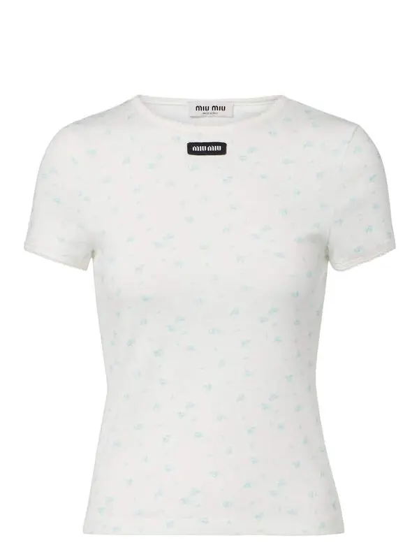 Miu Miu Floral Cotton Jersey T-shirt - White