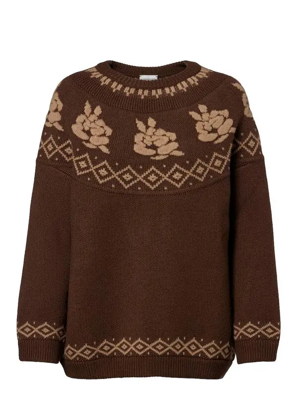 Magda Butrym Fair Isle Jacquard Wool Sweater - Brown
