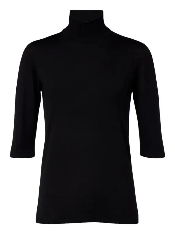 Max Mara Virgin Wool Turtleneck Sweater - Black