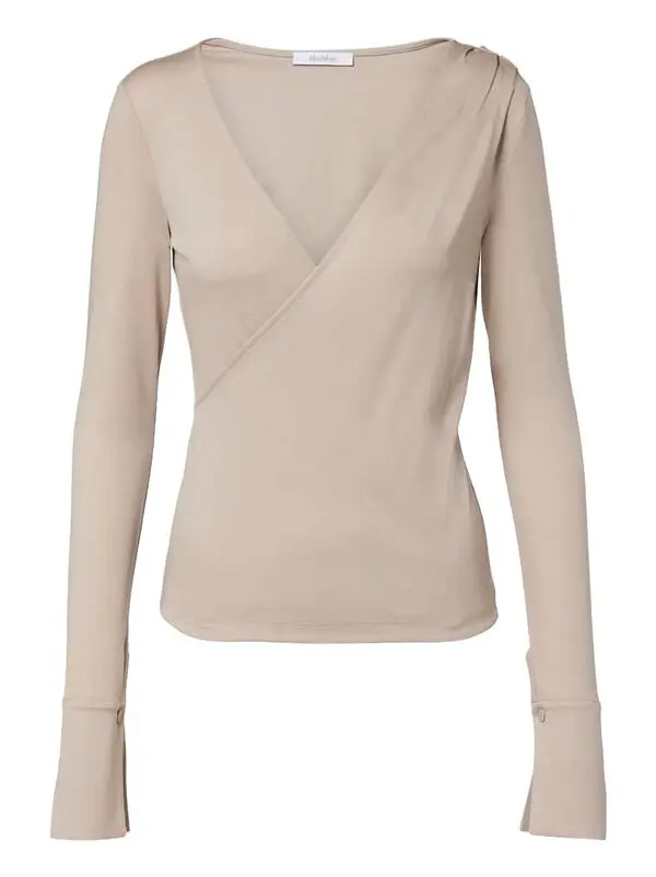 Max Mara Adagio Virgin Wool Wrap Top - Beige