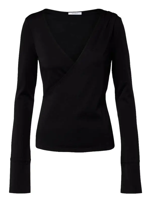 Max Mara Adagio Virgin Wool Wrap Top - Black
