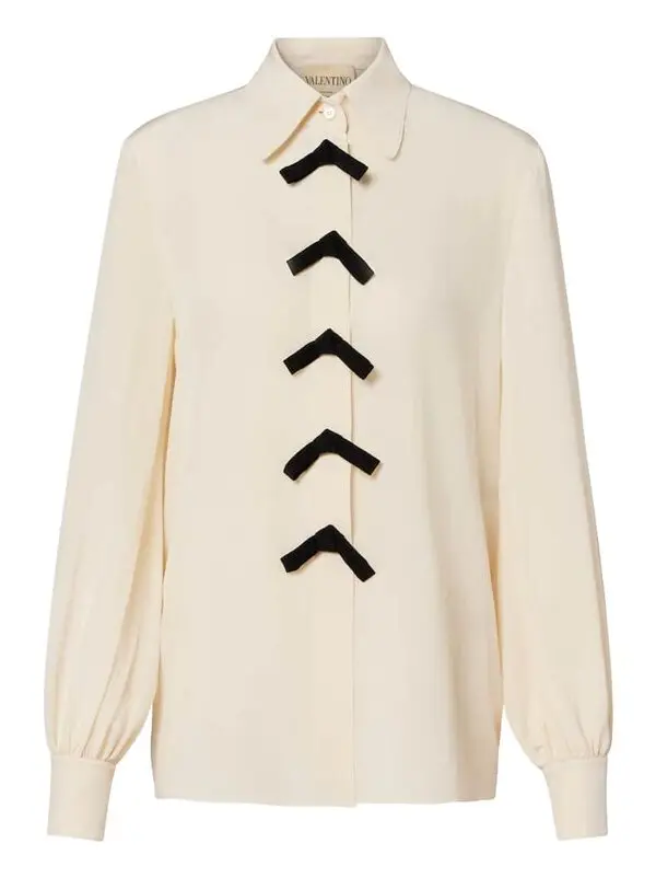 Valentino Garavani Bow-detail Silk Crêpe De Chine Blouse - White