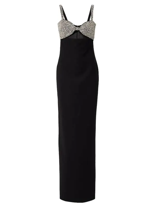 THE NEW ARRIVALS ILKYAZ OZEL Lux Embellished Crêpe Gown - Black