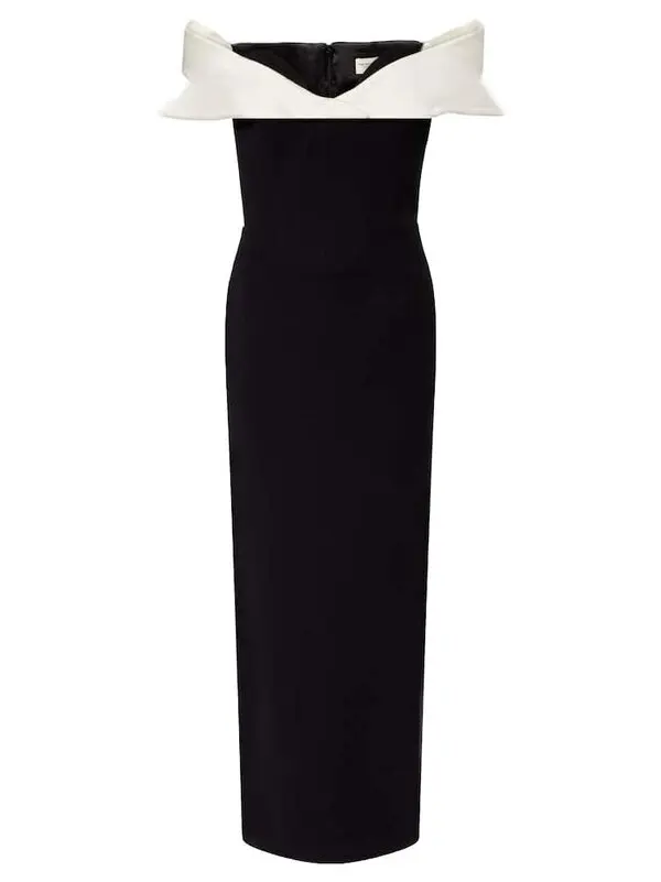 THE NEW ARRIVALS ILKYAZ OZEL Jacqueline Off-shoulder Midi Dress - Black