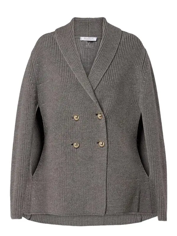 Max Mara Agenzia Double-breasted Virgin Wool Cape - Grey