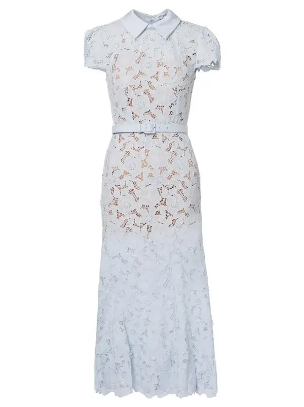 SELF-PORTRAIT Floral Guipure Lace Midi Dress - Blue