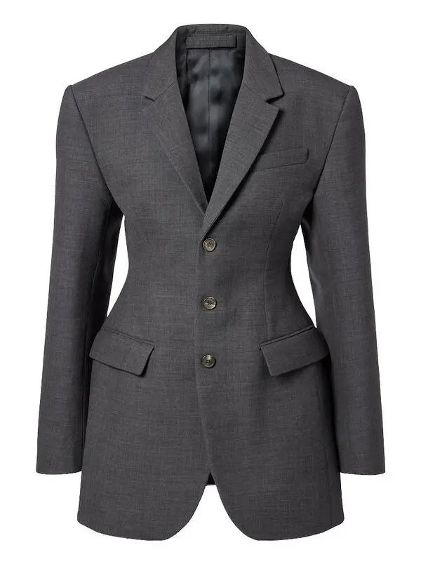 Wardrobe.NYC Peplum Virgin Wool Blazer - Grey