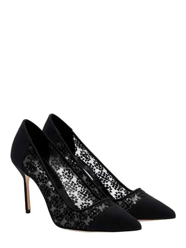 Manolo Blahnik Capcour 90 Lace Pumps - Black