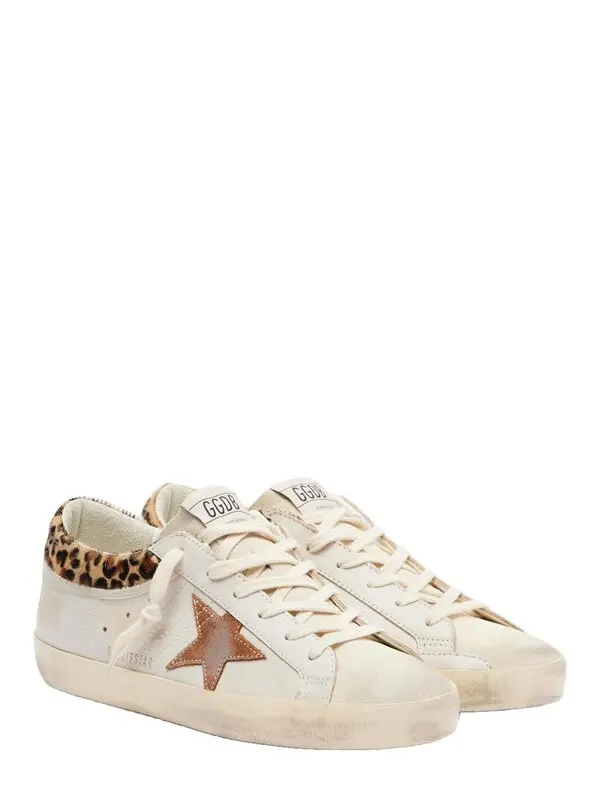 Golden Goose Super-star Calf Hair-trimmed Suede Sneakers - White