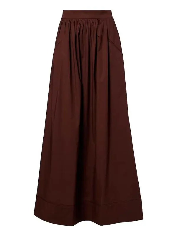 ADRIANA DEGREAS Pleated Cotton Maxi Skirt - Brown
