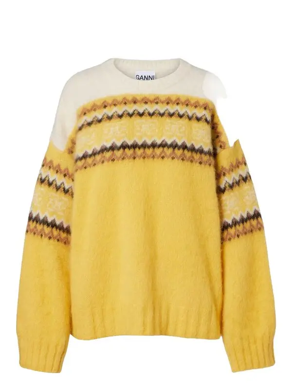GANNI Fair Isle Alpaca And Wool-blend Intarsia Sweater - Yellow