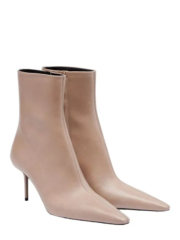 Saint Laurent Ashley 75 Leather Ankle Boots - Beige