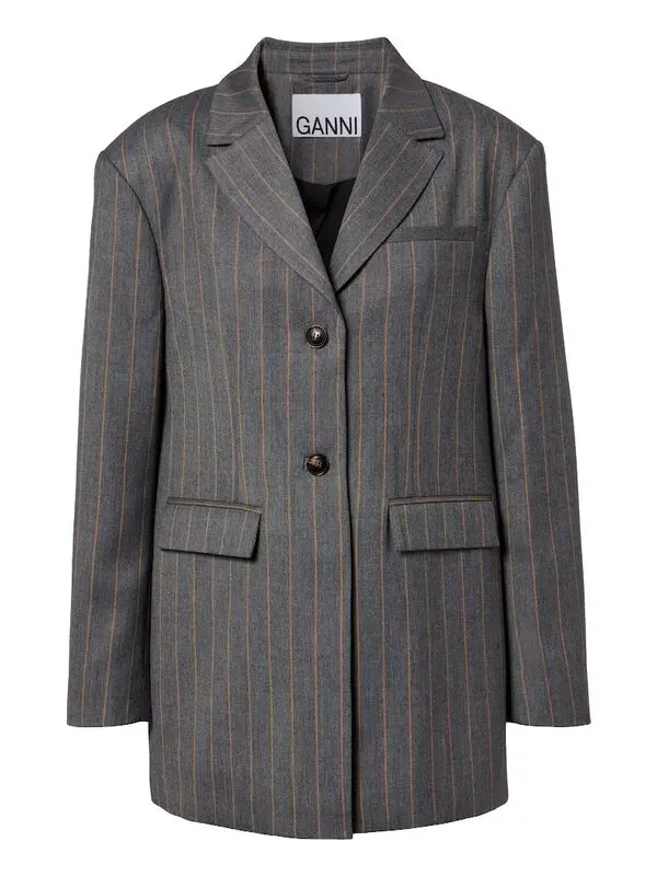 GANNI Pinstripe Blazer - Grey