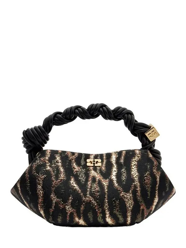 GANNI Mini Leopard-print Cloqué Top-handle Bag - Black