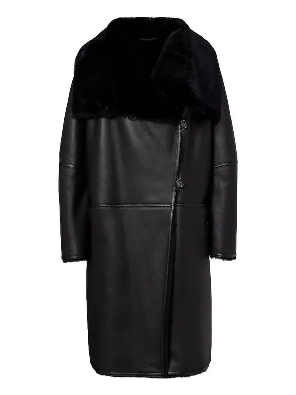TOTEME Shearling-lined Leather Overcoat - Black