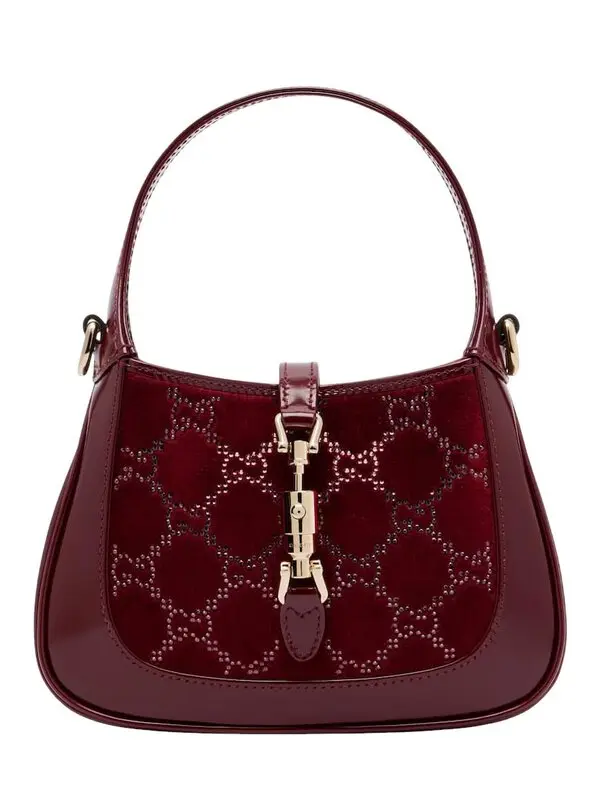 Gucci Jackie Velvet And Leather Tote - Burgundy