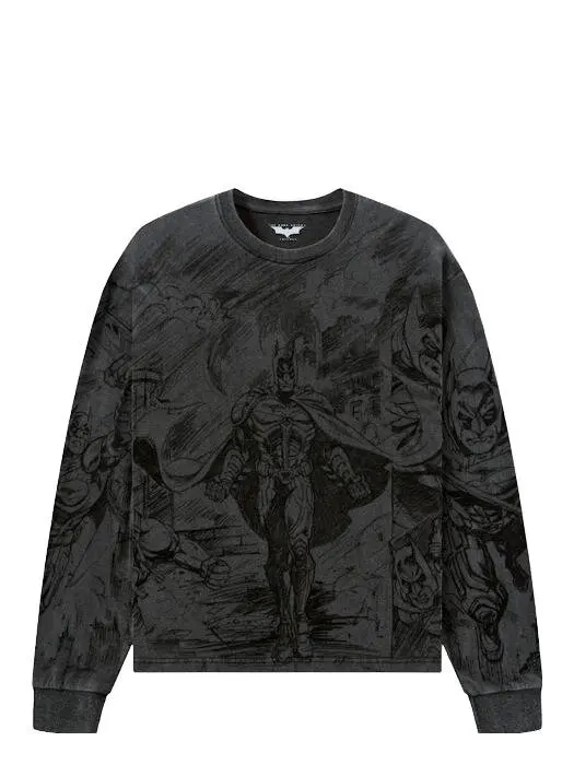 YOUNGLA X Batman Comic Long Sleeve Shirt - Grey Wash