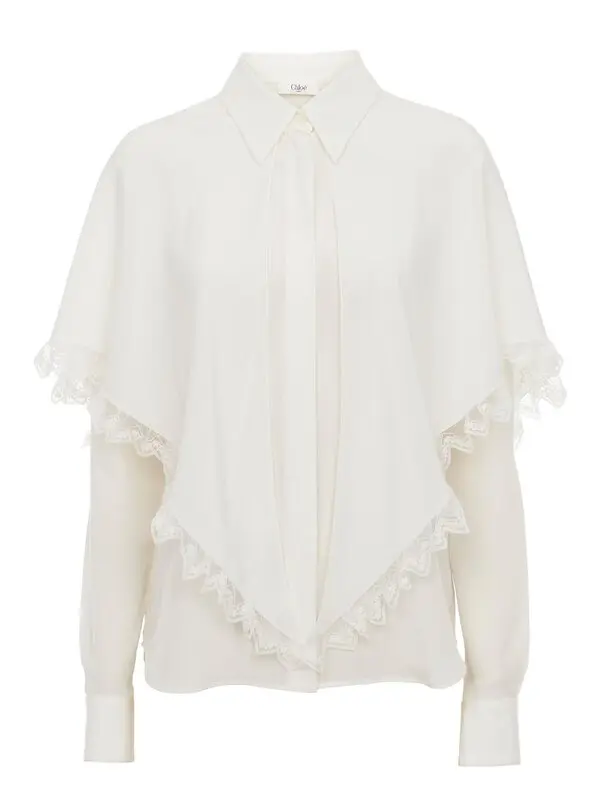 Chloé Knotted Cape Blouse - Iconic Milk