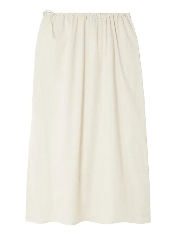 DEIJI STUDIOS Checked Organic Cotton-poplin Midi Skirt - Neutrals