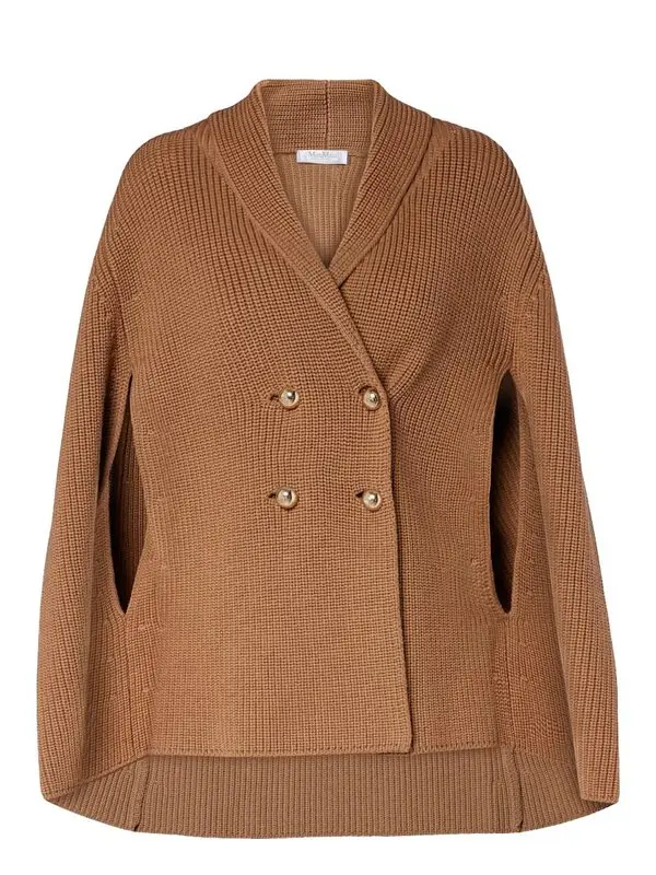 Max Mara Agenzia Double-breasted Virgin Wool Cape - Brown